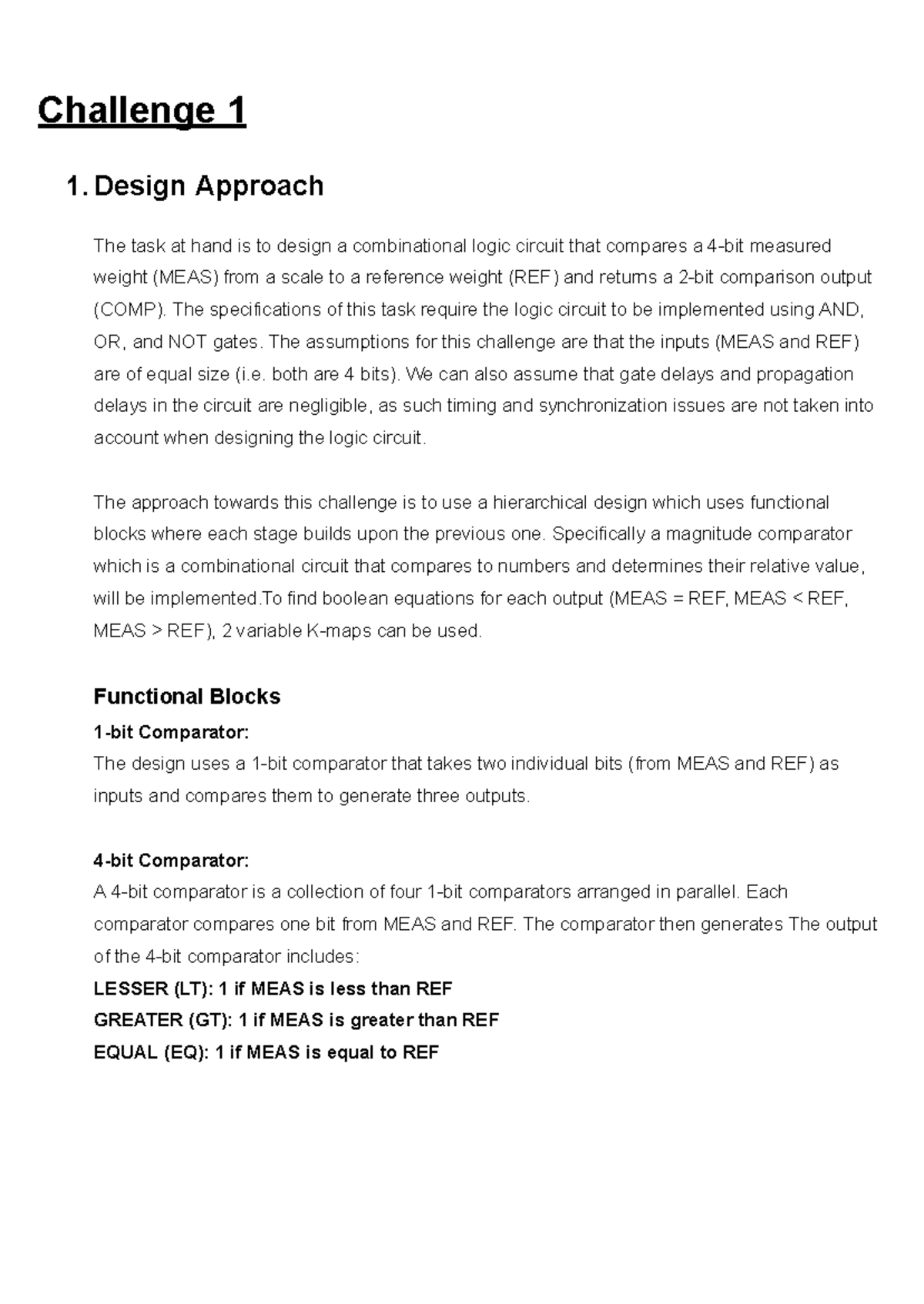 ELEC2141 Report: Combinational Logic Circuit Design Challenge 1 - Studocu