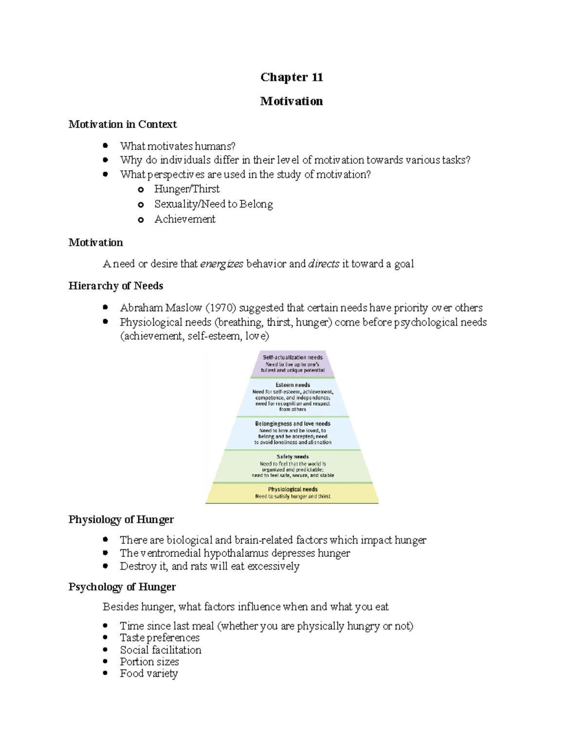 Chapter 11 Motivation - Lecture notes 14 - Chapter 11 Motivation ...