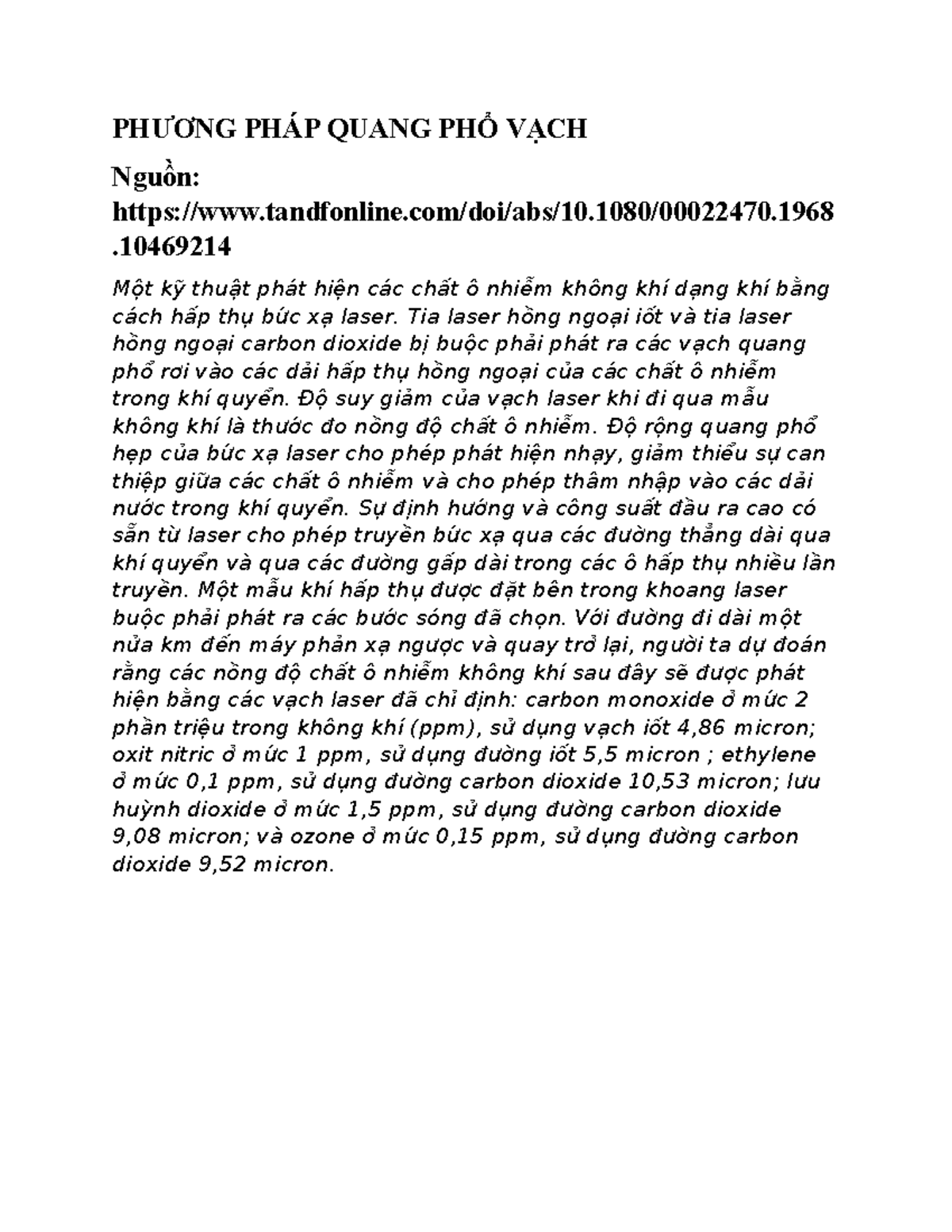 Nguồn tư liệu về CECs - tài liệu ôn thi - PHƯƠNG PHÁP QUANG PHỔ VẠCH Nguồn: - Studocu