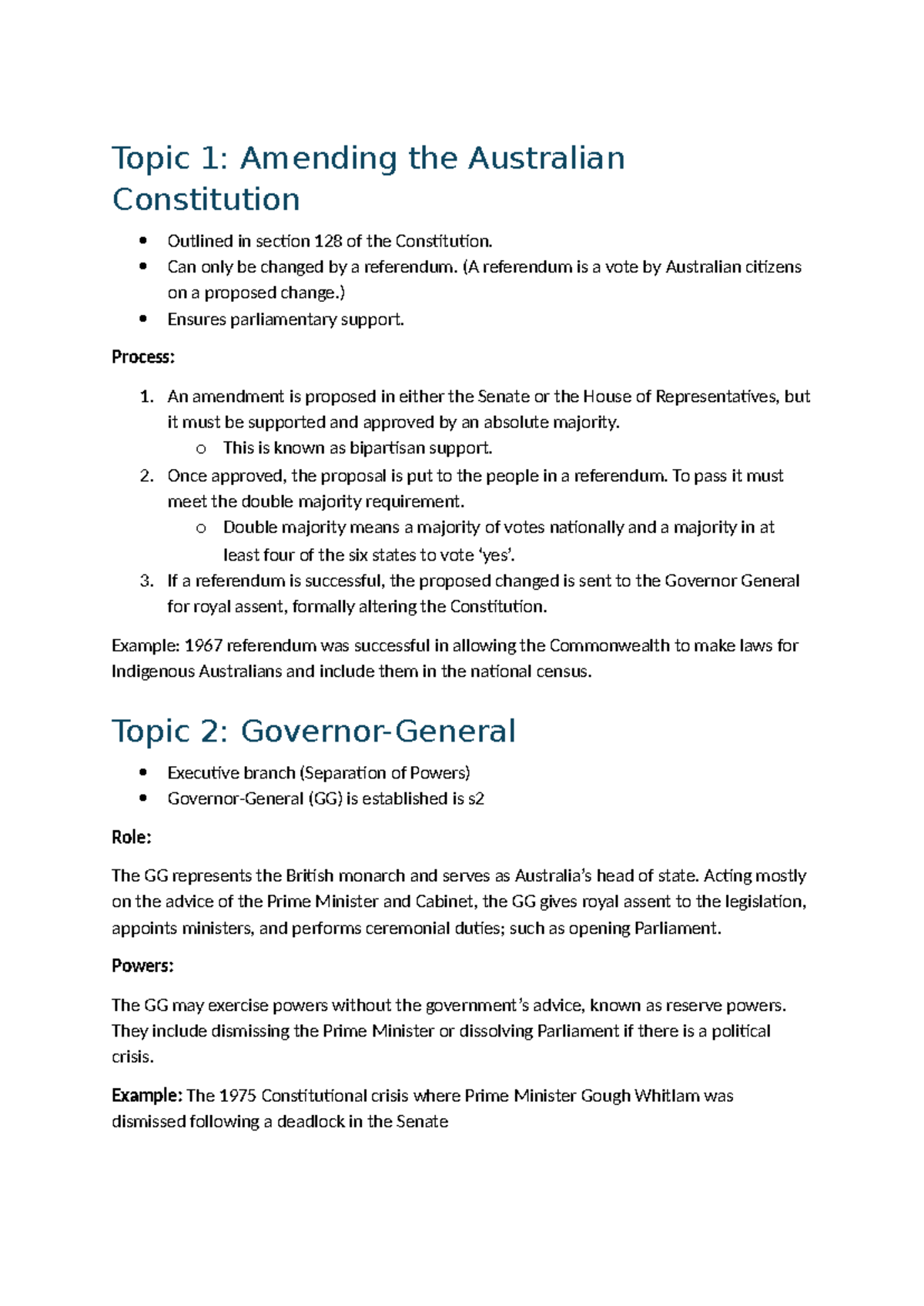 IA1: Understanding the Australian Constitution and Governance ...