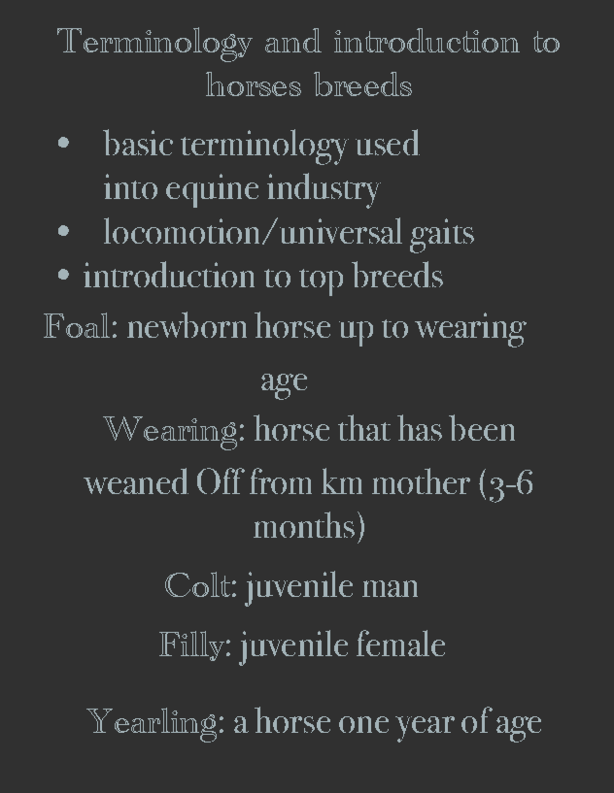 Terminology, Breeds, and Anatomy of Horses - Equine Studies Notes ...