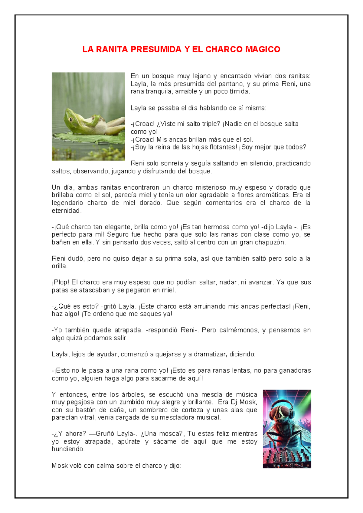 LA RANITA PRESUMIDA Y EL CHARCO MÁGICO: Moraleja y Comprensión Lectora ...