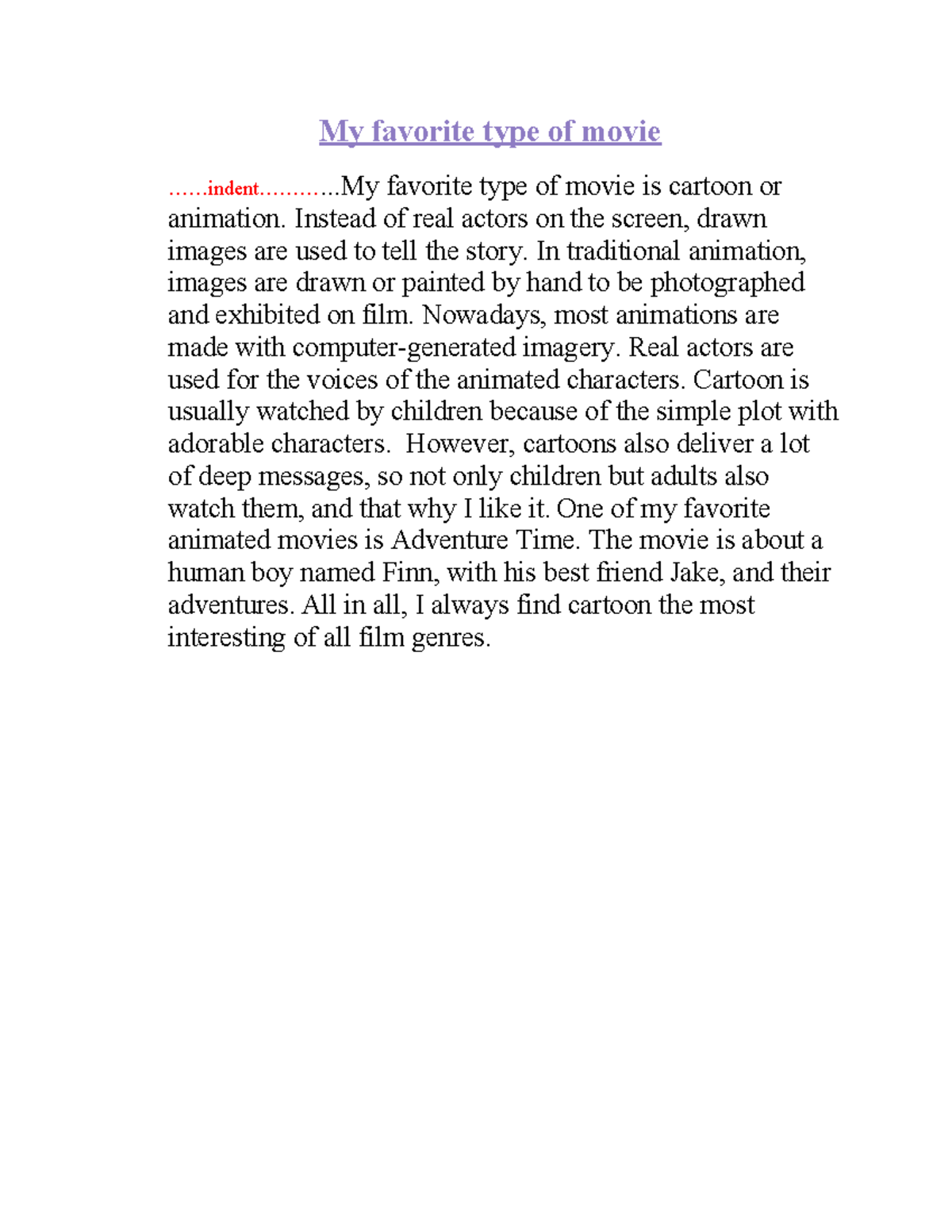 Favorite Type of Movie: The Appeal of Animation and Cartoons - Studocu