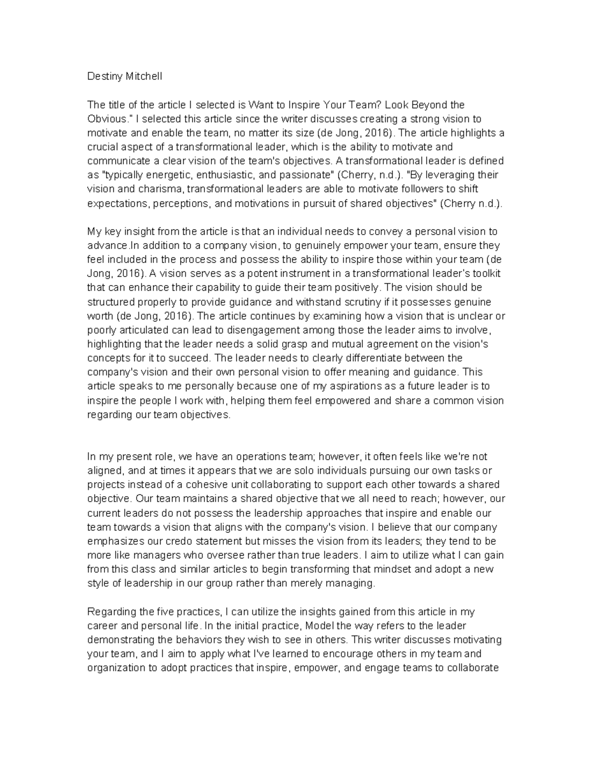 2-2 Journal The Wharton School Knowledge@Wharton - Destiny Mitchell The ...