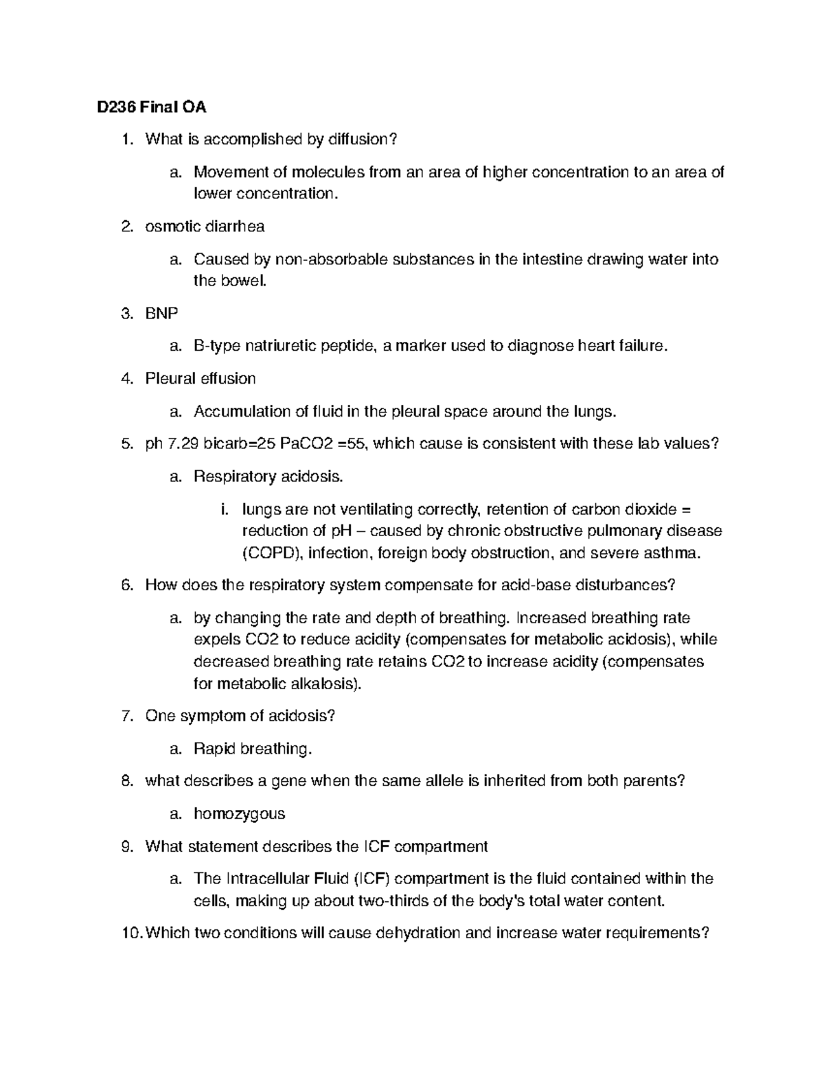 D236 - Final OA Study Questions and Practice Material - Studocu