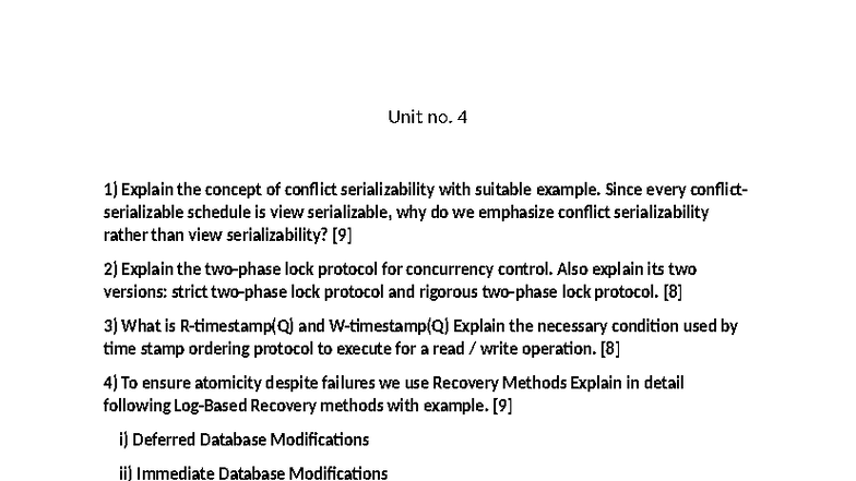 DBMS Unit 4 - Comprehensive Guide to Conflict Serializability ...