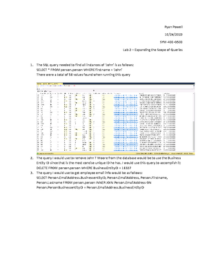 W4T4 - Assignment - DaNesha McClinon 01/05/ SYM-400-O Storage, Indexing, and Views 1. You notice ...