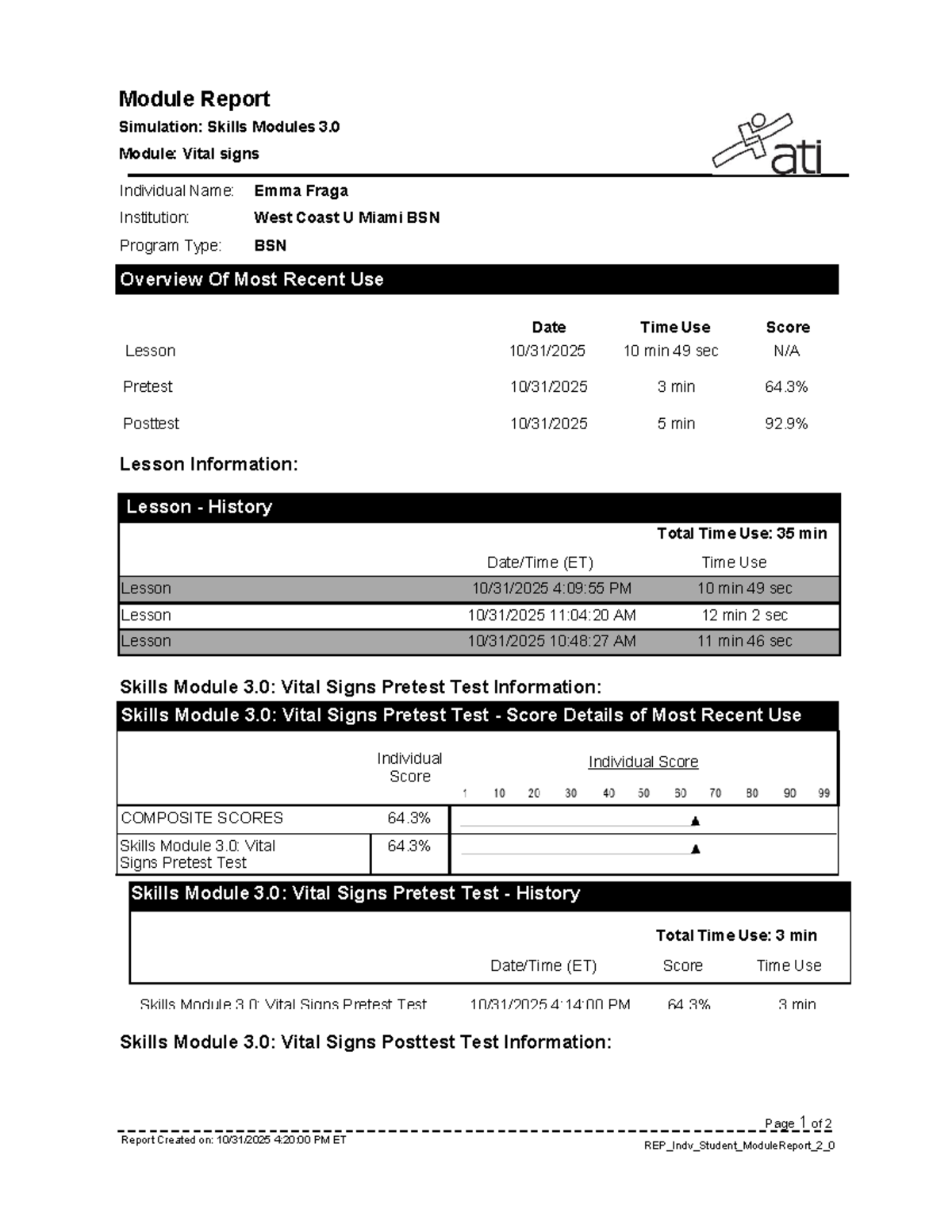 BSN 3.0 Module Report: Vital Signs Skills Overview - Studocu