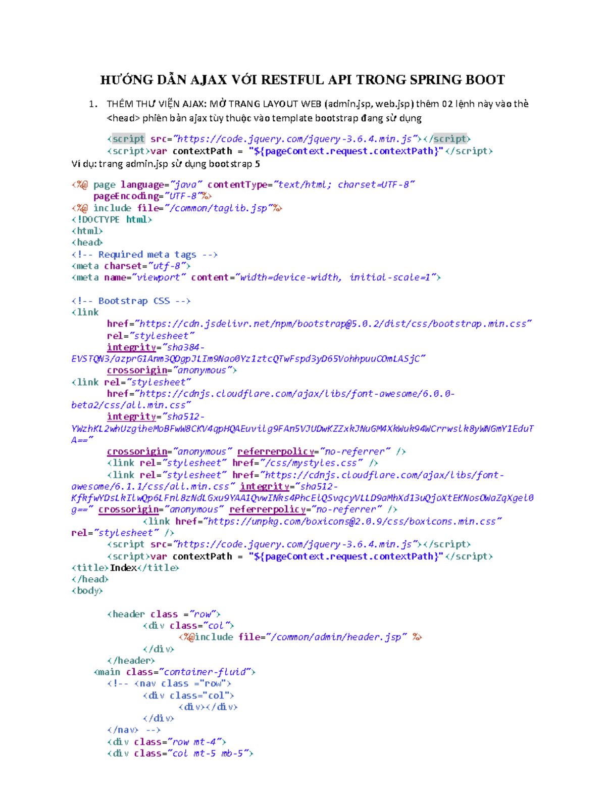 HƯỚNG DẪN AJAX VỚI Restful API Trong Spring BOOT - HƯỚNG DẪN AJAX VỚI ...