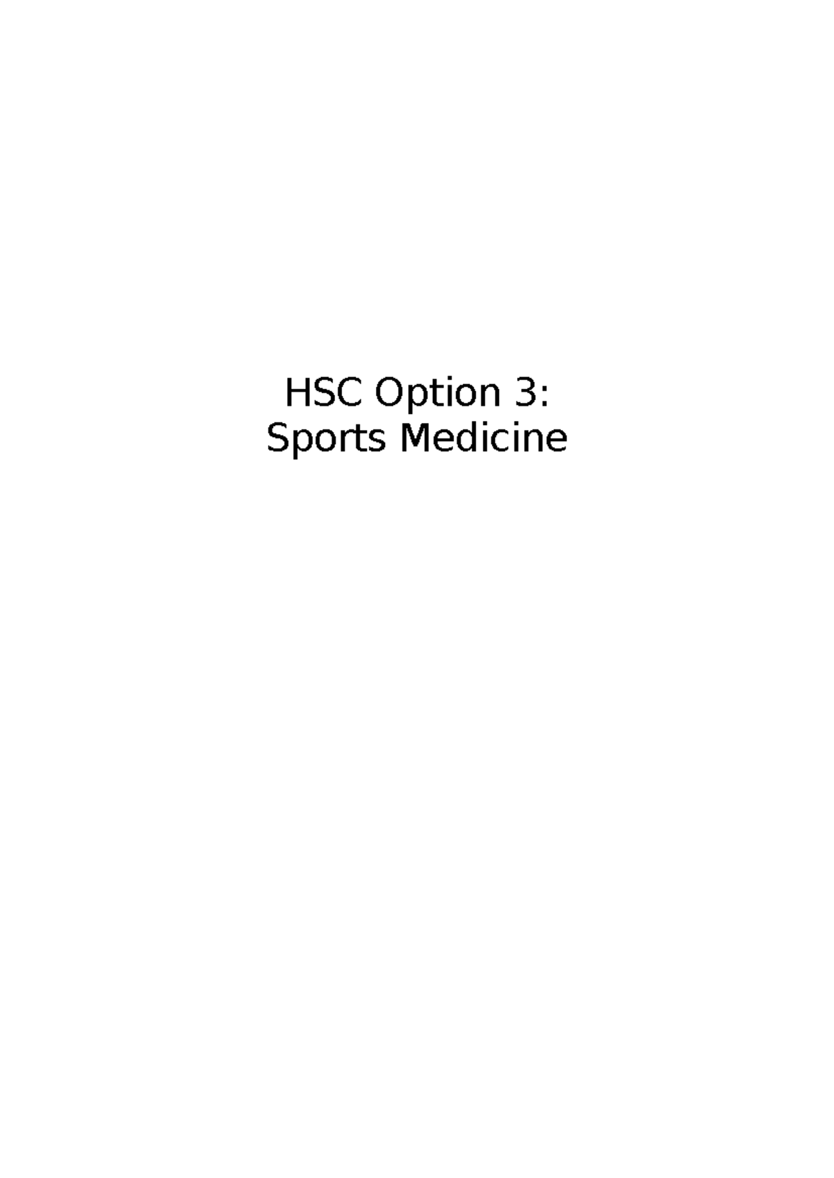 HSC PDHPE Option 3: Sports Medicine Injury Classification & Management ...