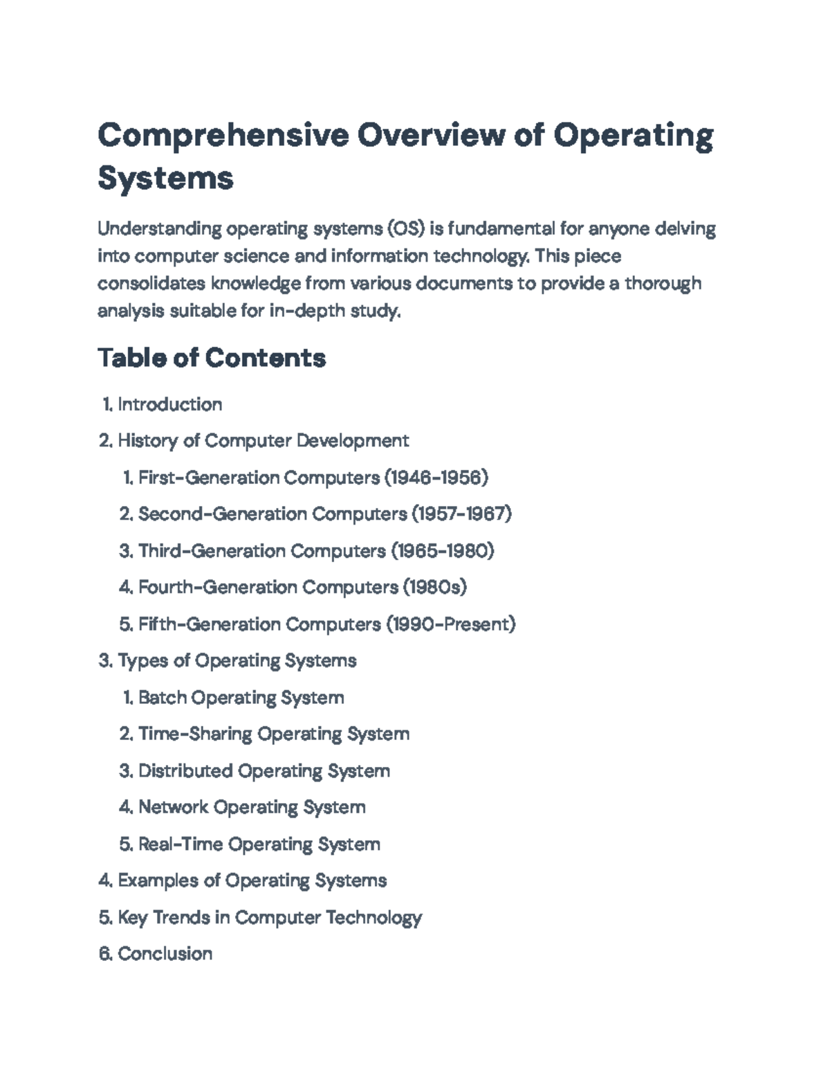 Comprehensive Overview of Operating Systems: History & Types ...