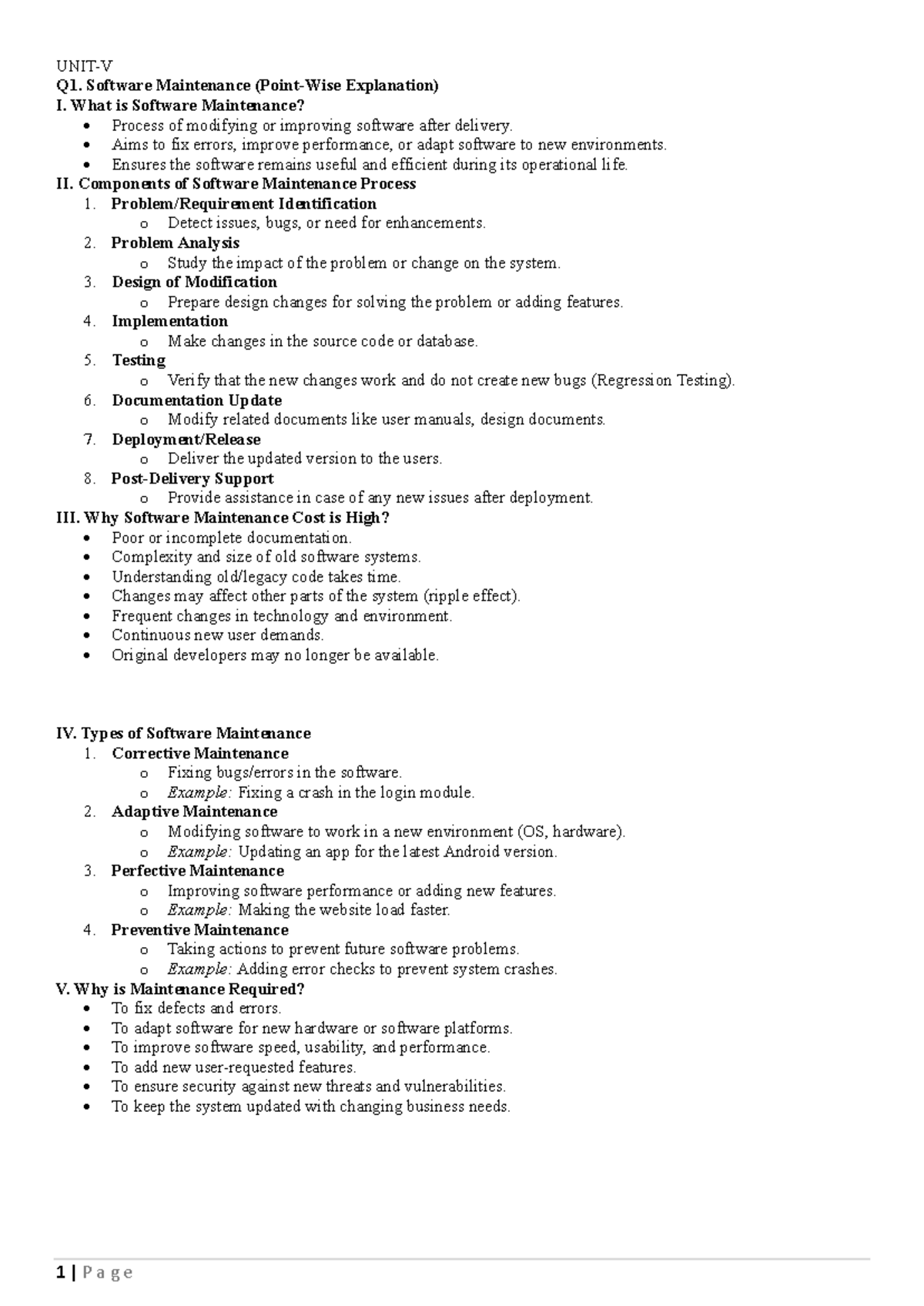 UNIT 5 SE Notes - RGPV: Software Maintenance & Management Insights ...