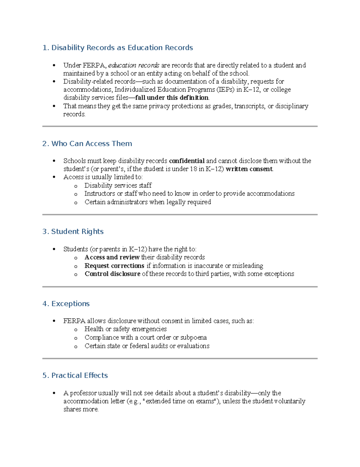 FERPA vs. HIPAA: Implications for Disability Records Management - Studocu