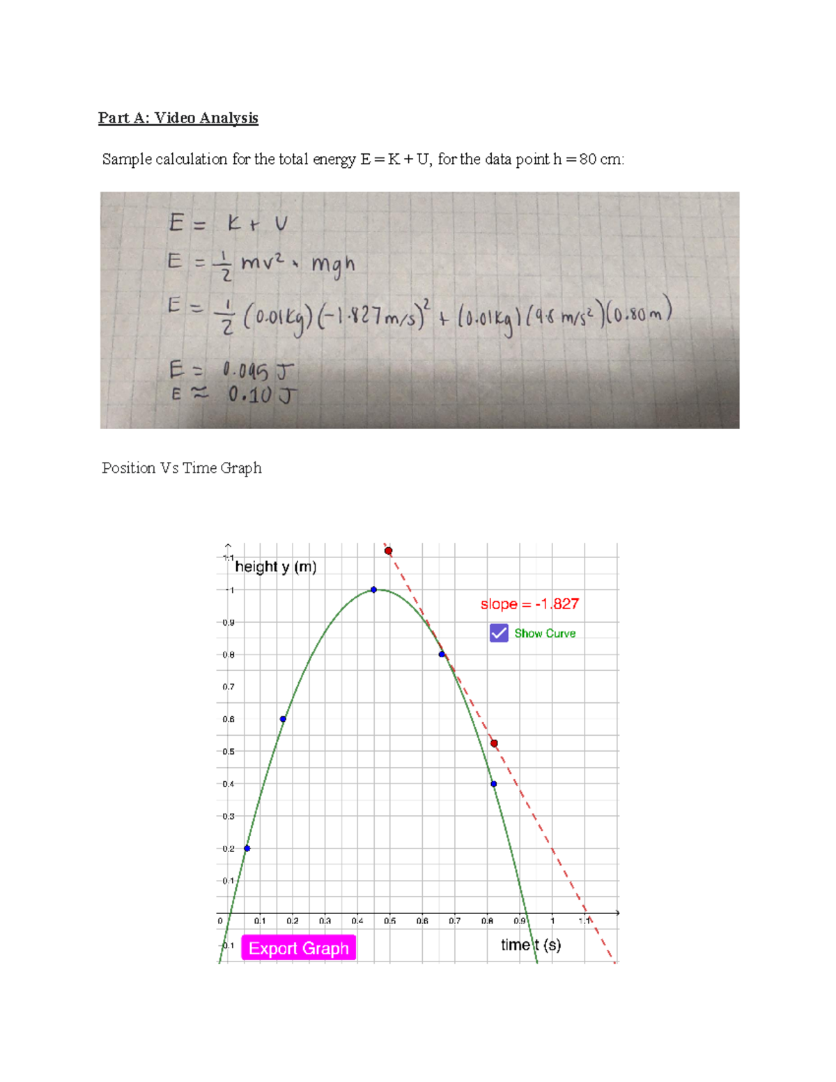 Lab 2 Conservation of Energy and Energy Efficiency - Part A: Video ...