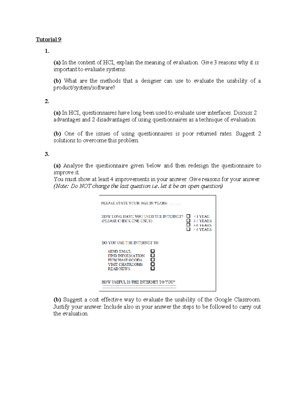 Tutorial 9 - Tutorial 9 (a) In the context of HCI, explain the meaning ...