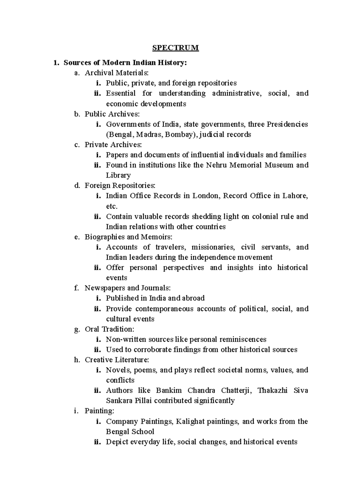 Spectrum - Summary of Key Historical Events in Modern India - Studocu