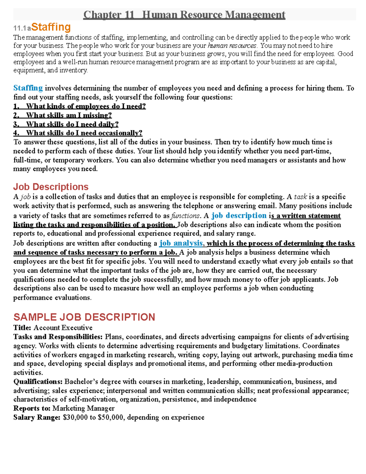 Chapter 11 HRM: Staffing Needs & Recruitment Strategies (11.1a & 11.1b ...