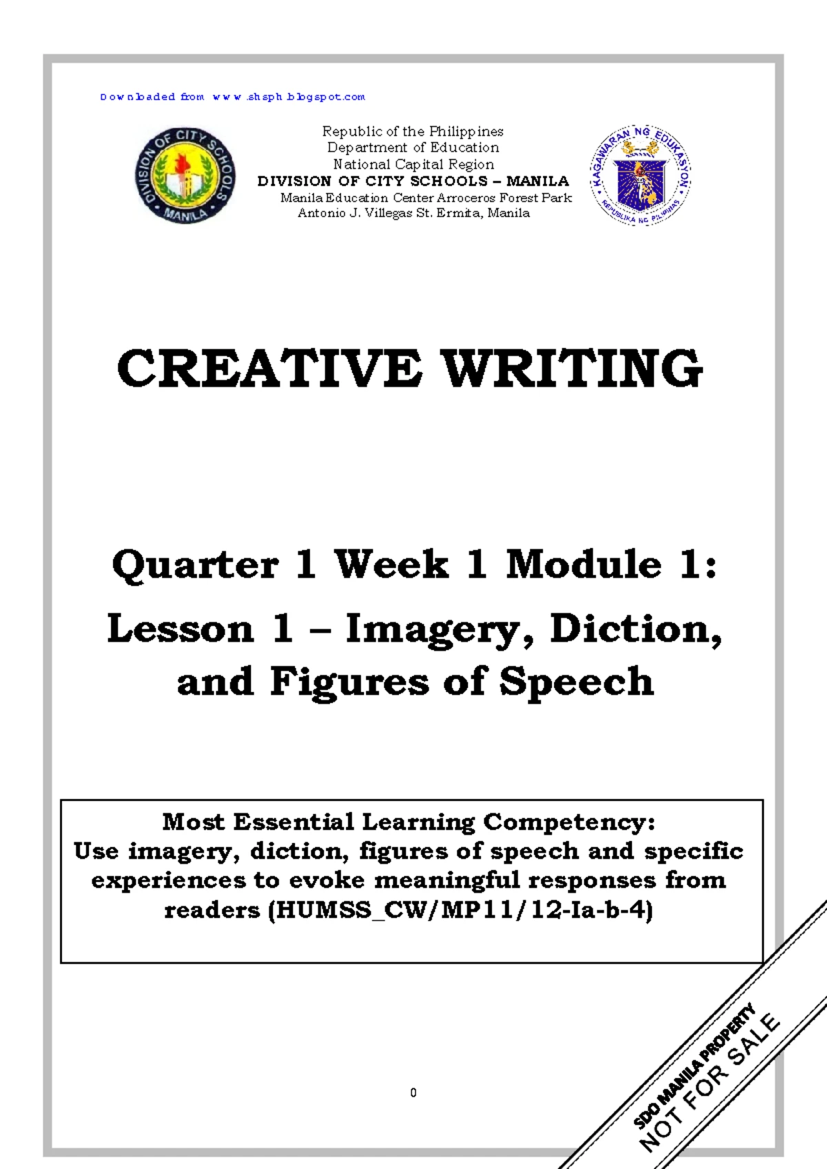 Creative Writing Module Quarter 1 1 - Creative Writing Quarter 1 SHS ...