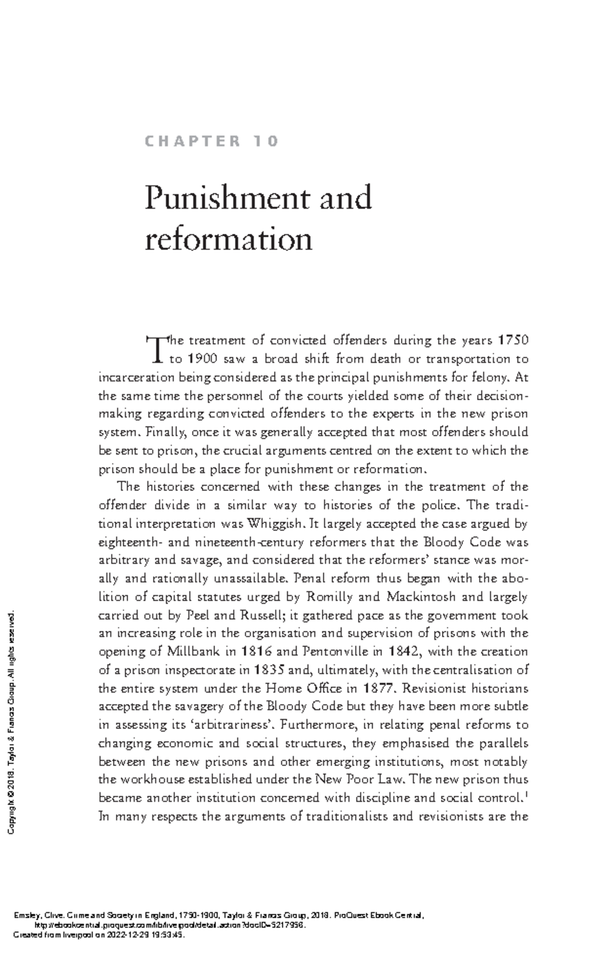 Punishment and Reform in England 1750-1900 - (10 Case Study) - Studocu