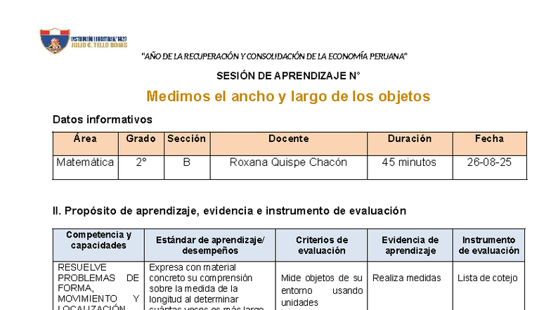 Medimos el Largo y Ancho de Objetos - Matemática B - Studocu