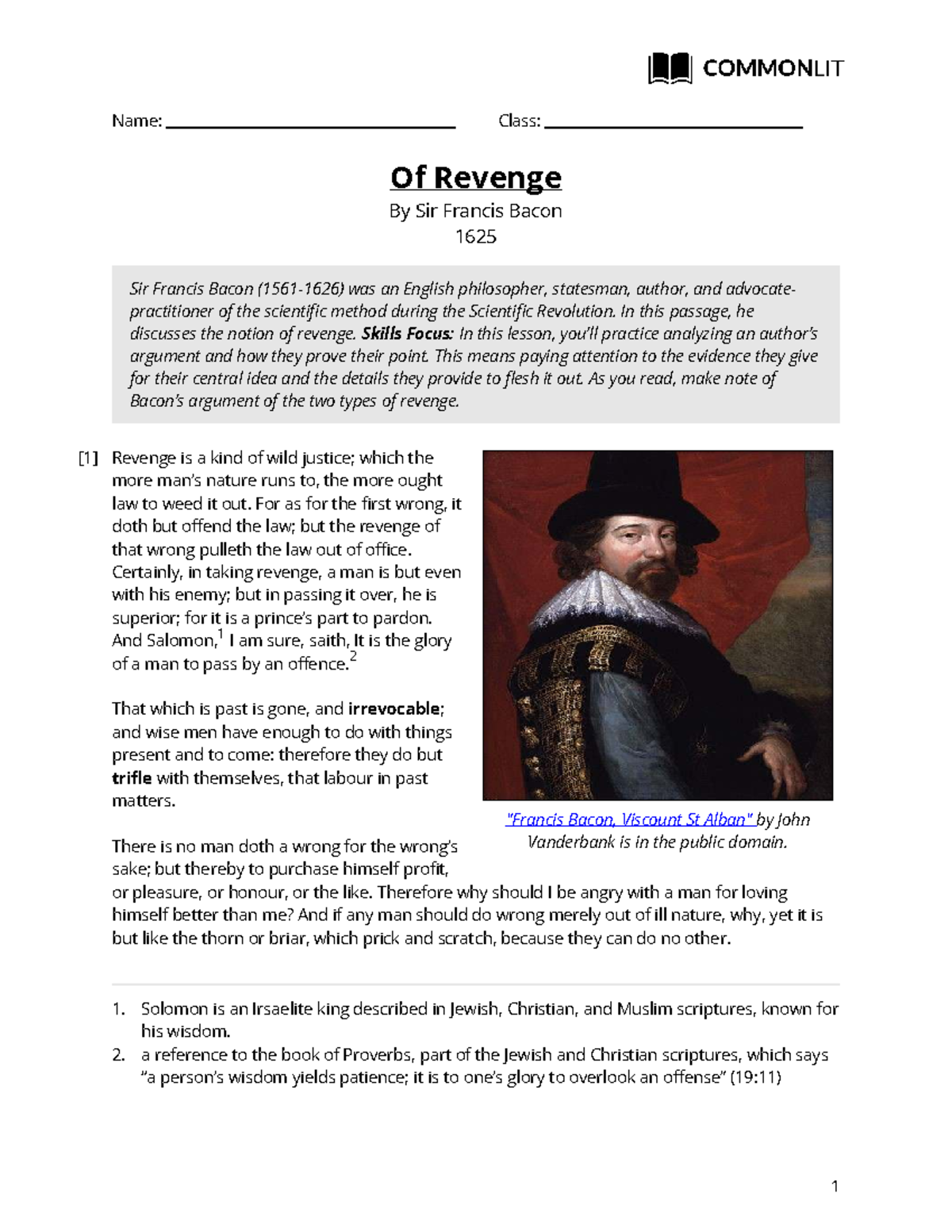Of Revenge: Analyzing Bacon's Argument on Justice and Retribution - Studocu