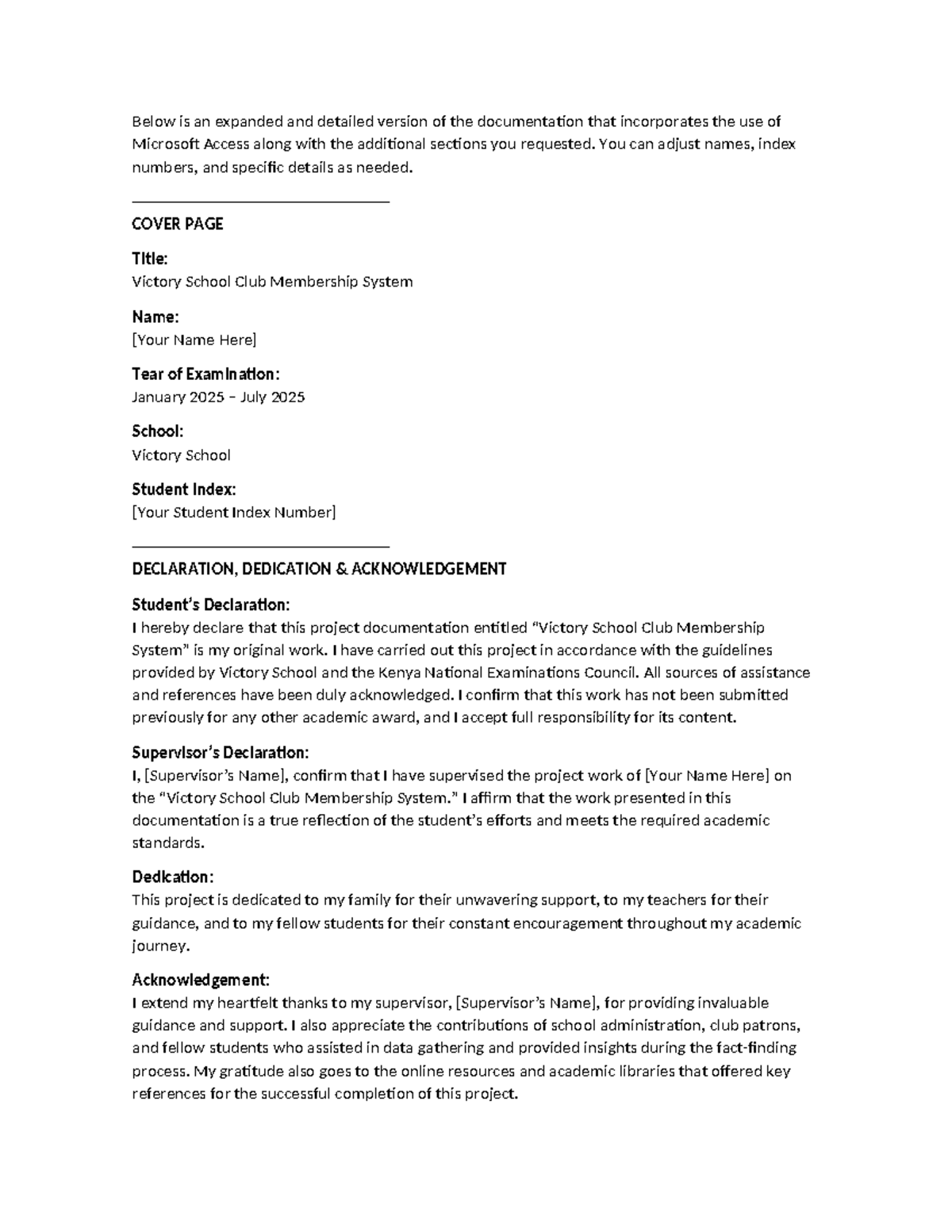Victory School Club Membership System Documentation (Jan 2025) - Studocu