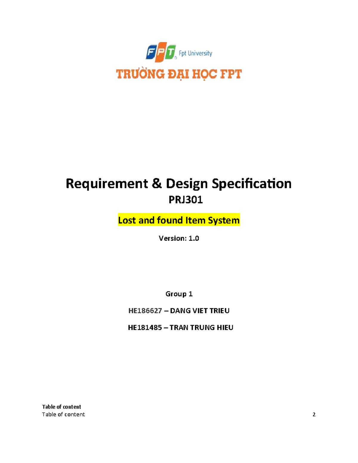 PRJ301 Requirement Design Specification for Lost & Found System - Studocu