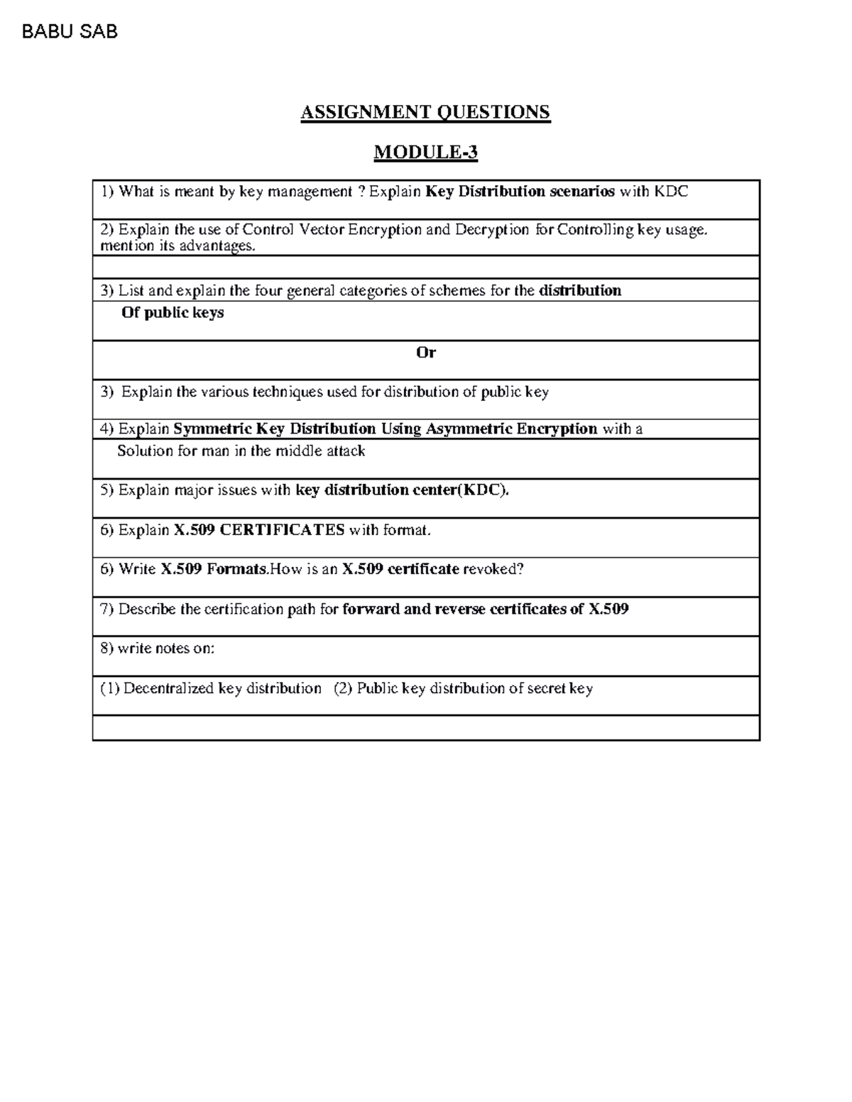 Assignment Questions - Module 3 JITD: Key Management & Distribution ...