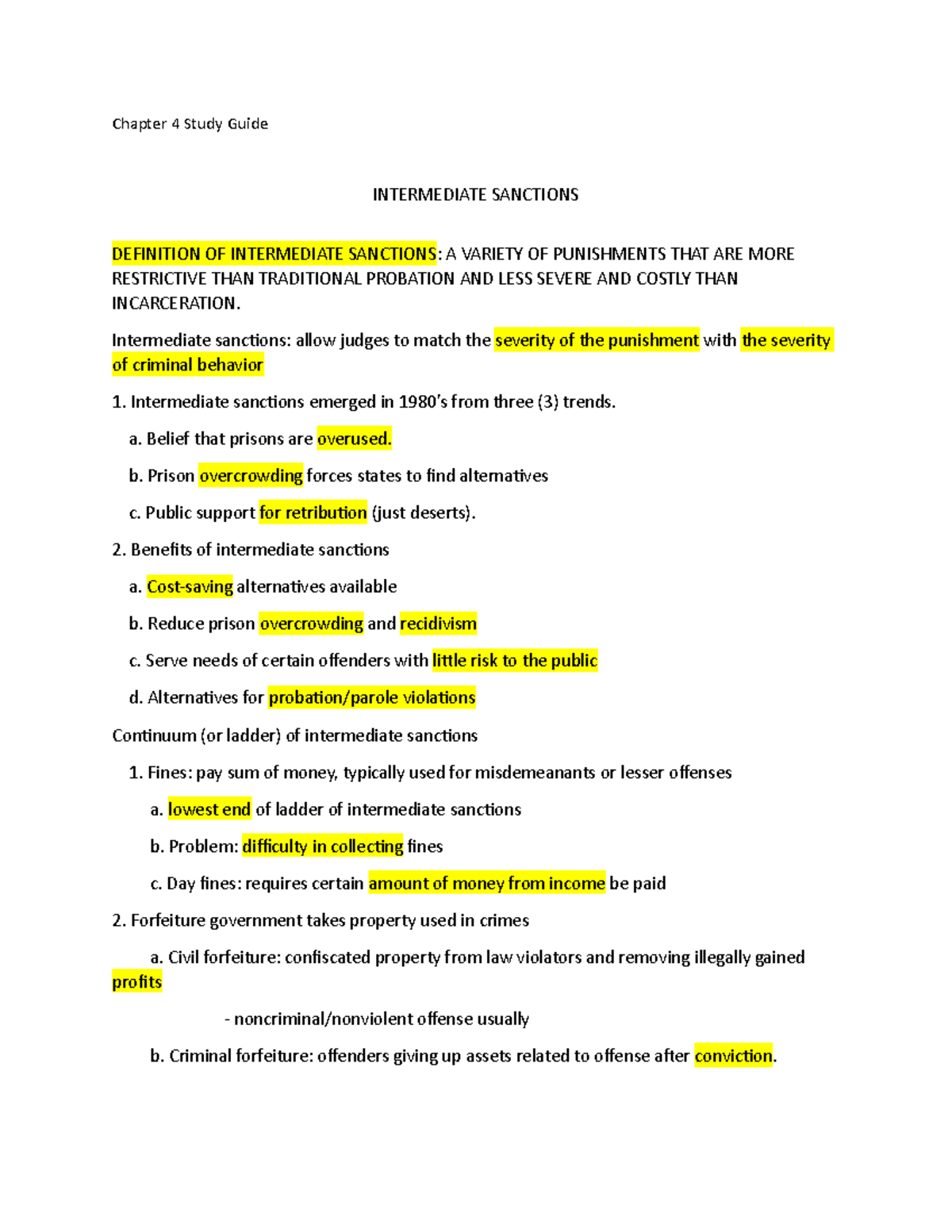 Intro to Corrections Ch. 4 Study Guide - Chapter 4 Study Guide ...