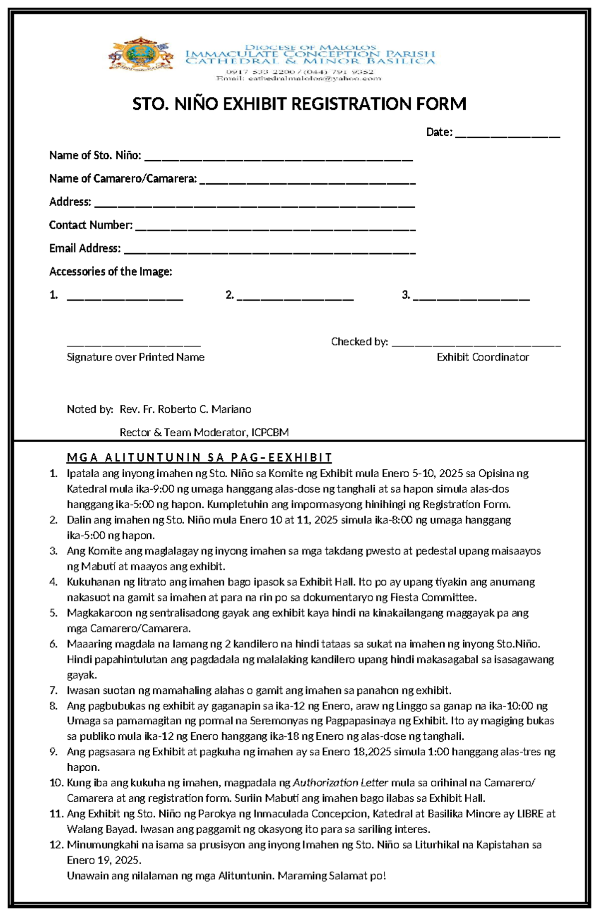 STO. NIÑO EXHIBIT REGISTRATION FORM - Guidelines & Details - Studocu