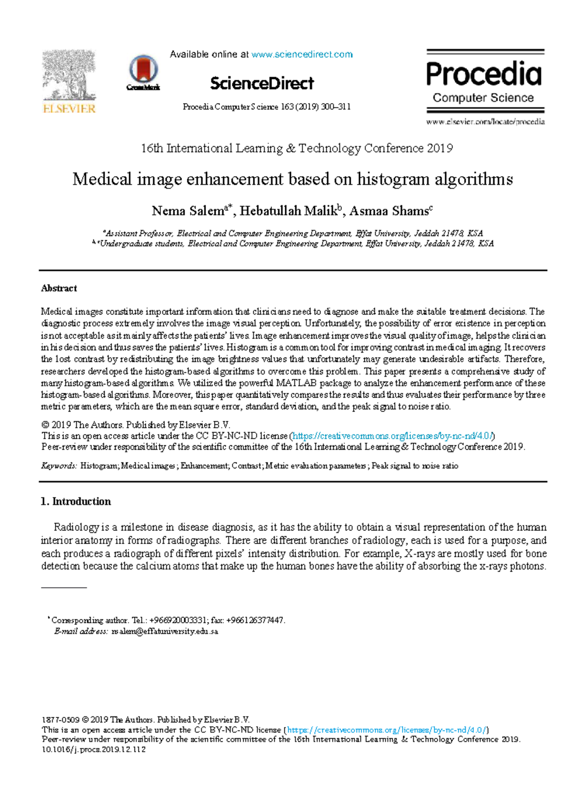 Medical Image Enhancement Techniques: A Comprehensive Study on Histogram Algorithms - Studocu