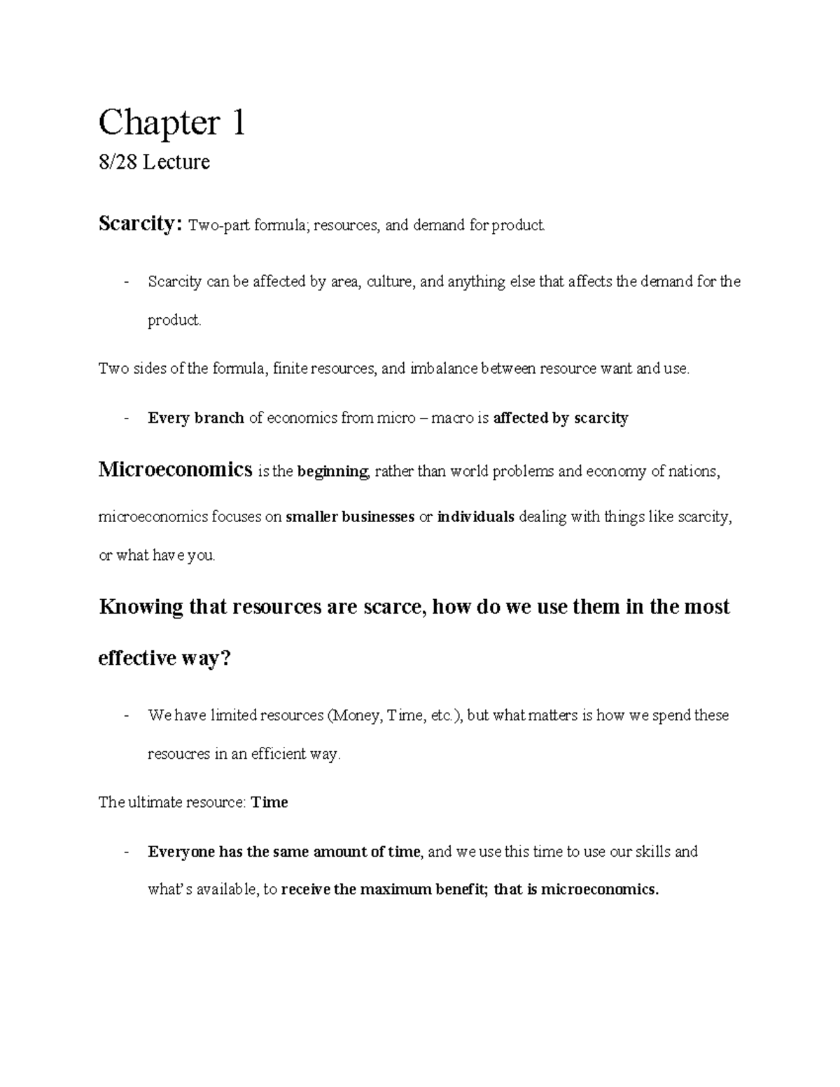 Microeconomics Lecture Notes: Scarcity, Marginalism & Demand Analysis ...