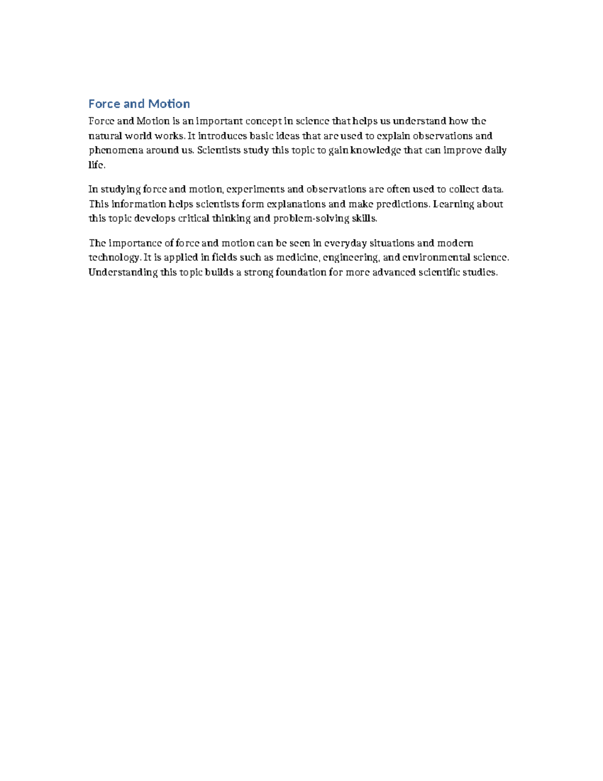 Science Notes 5: Understanding Force and Motion Concepts - Studocu