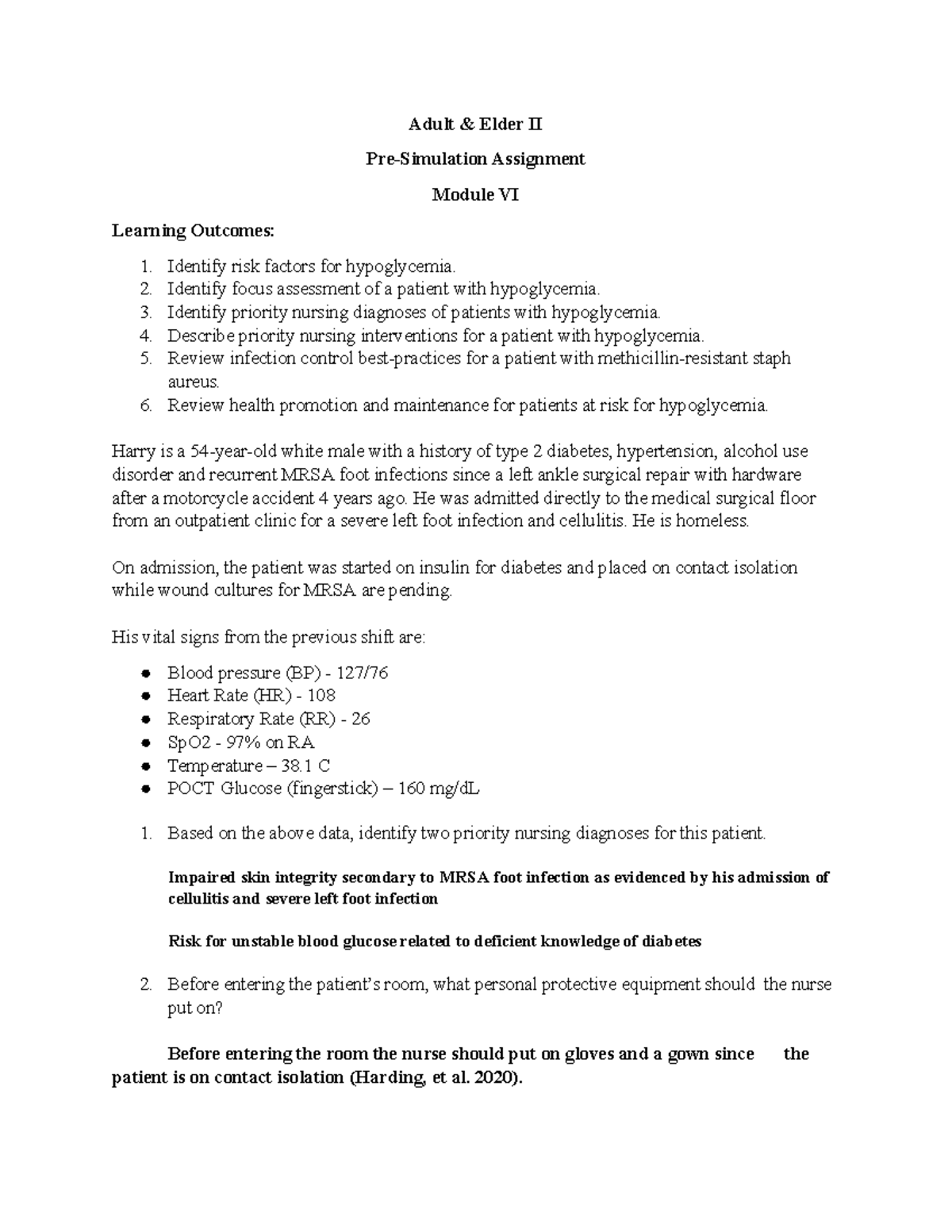 Pre sim Week 12 pdf - Pre sim assignment - Adult & Elder II Pre ...