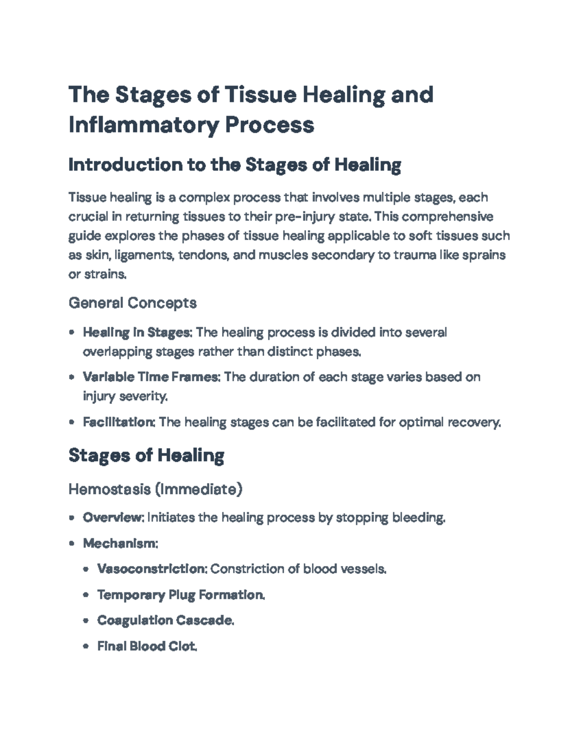 Stages of Tissue Healing: Comprehensive Guide to Recovery Process - Studocu