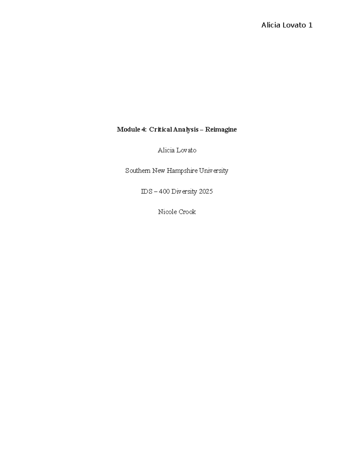 IDS 400 - Module 4: Critical Analysis of Workplace Diversity - Studocu