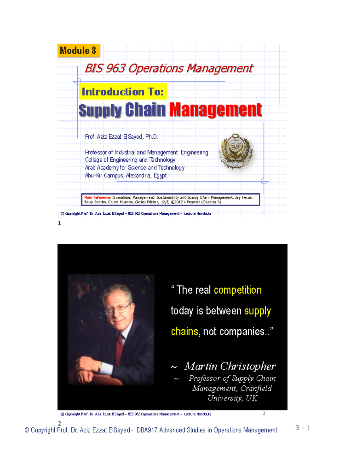 BIS 963 Operations Management: Supply Chain Management Overview - Studocu