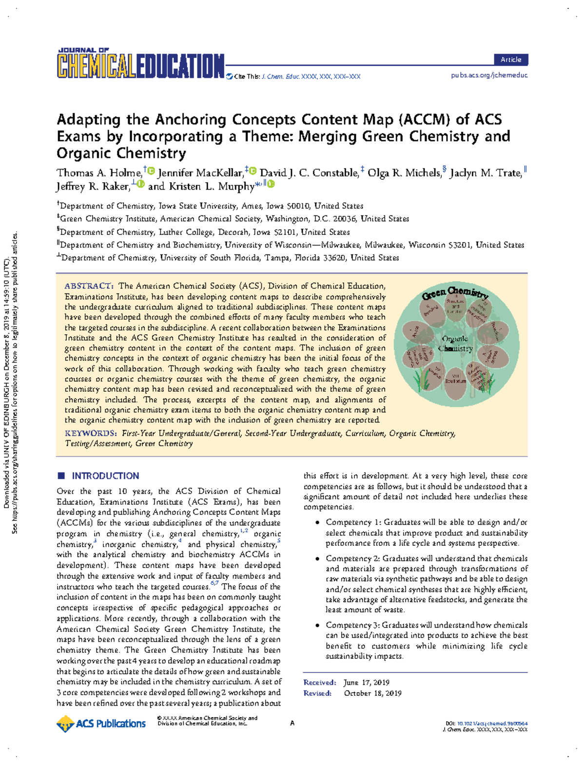 Adapting the Anchoring Concepts Content Map (ACCM) of ACS Exams by ...