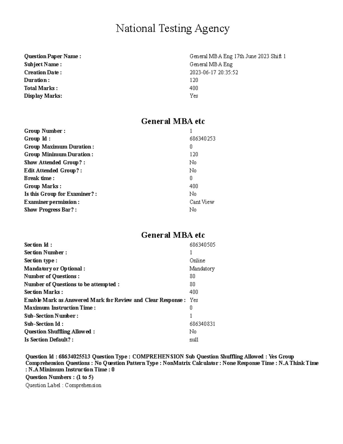 COQP12 - CUET PG MBA Final Exam Question Paper (June 2023) - Studocu