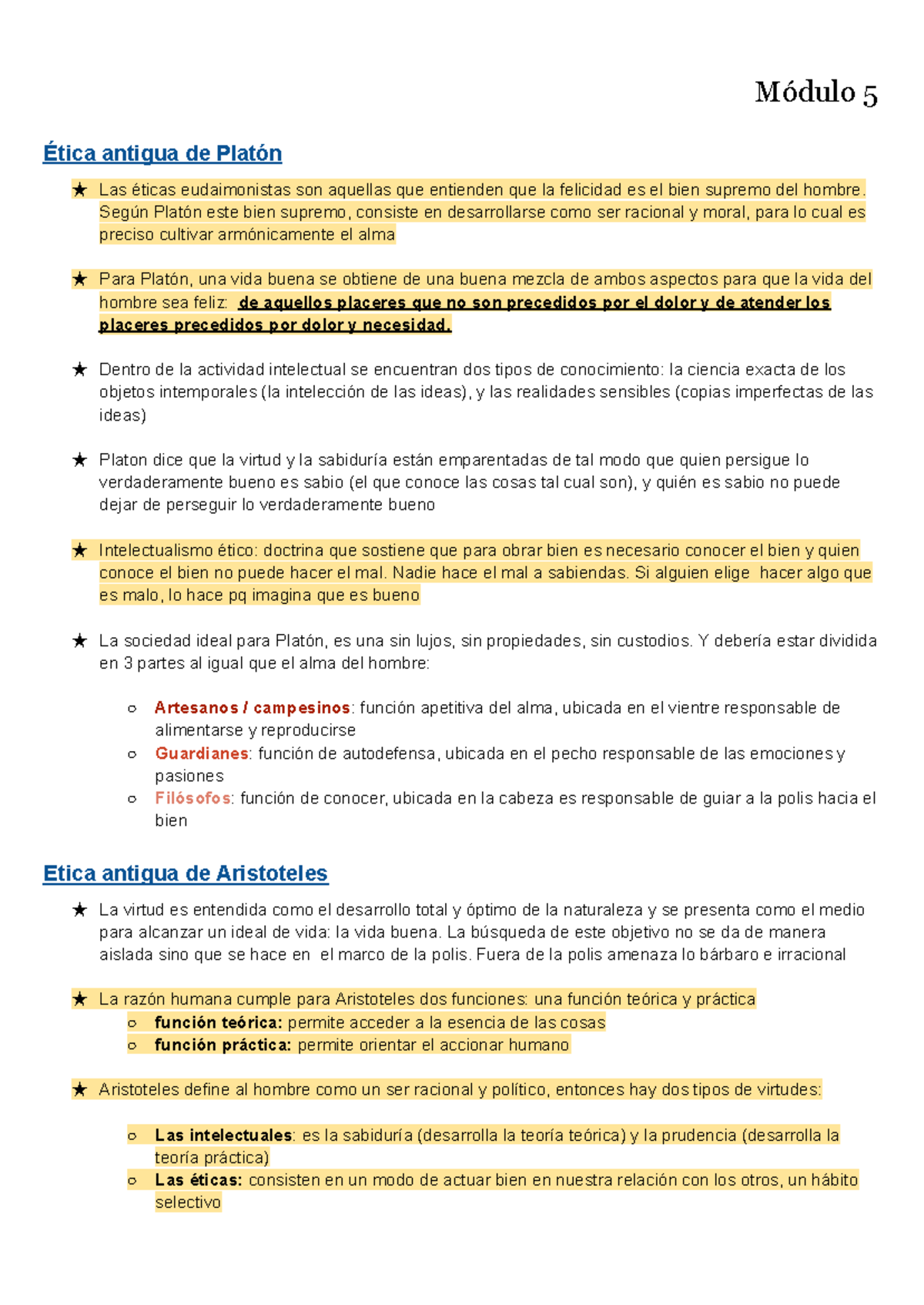 Filosofía Módulo 5: Éticas de Platón, Aristóteles y Kant - Studocu