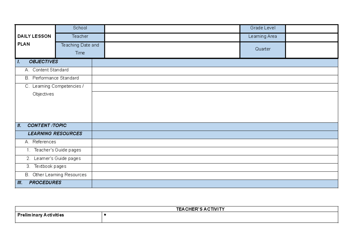 Daily Lesson PLAN eng - I already implemented it into my class. - DAILY ...