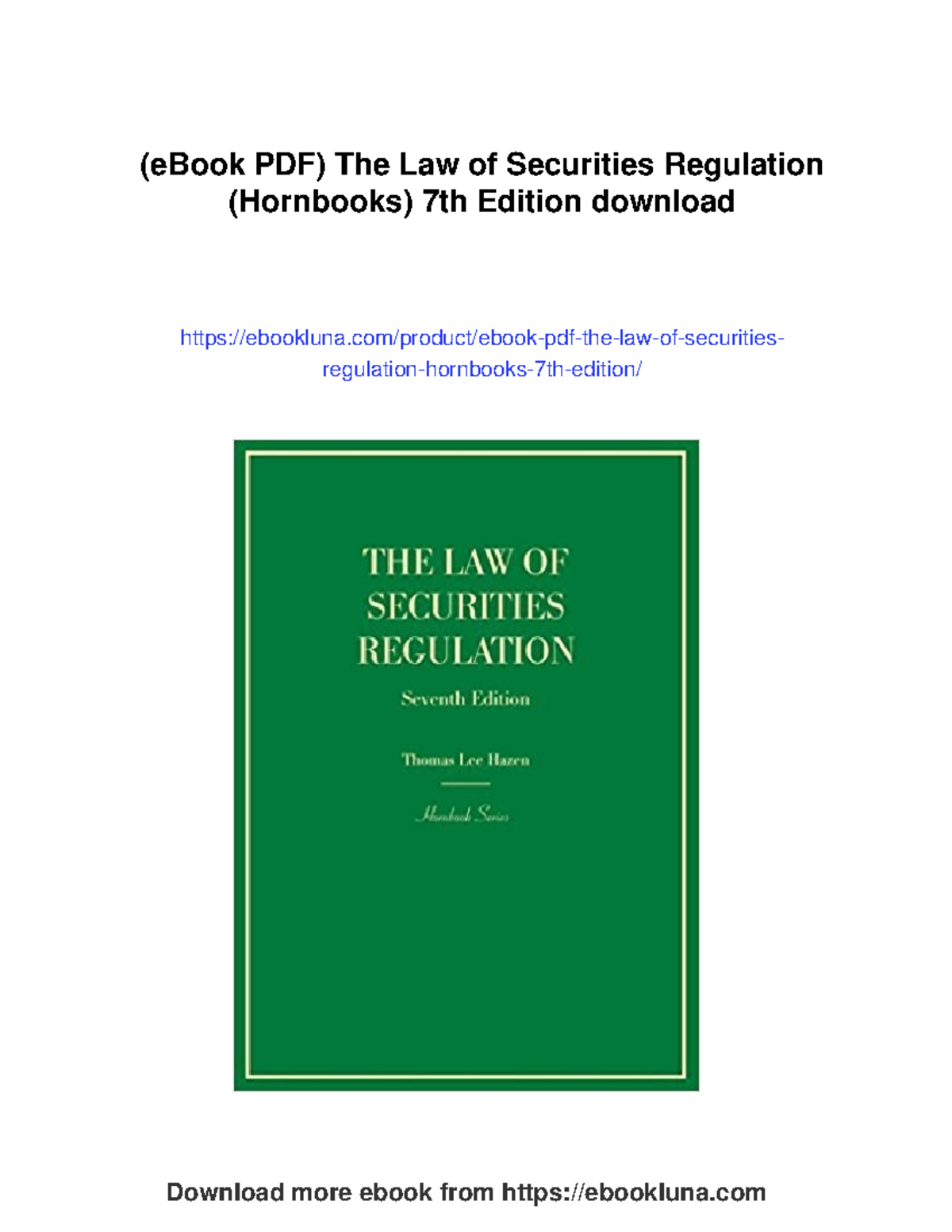 Securities Regulation: Major Changes in the 7th Edition Overview - Studocu