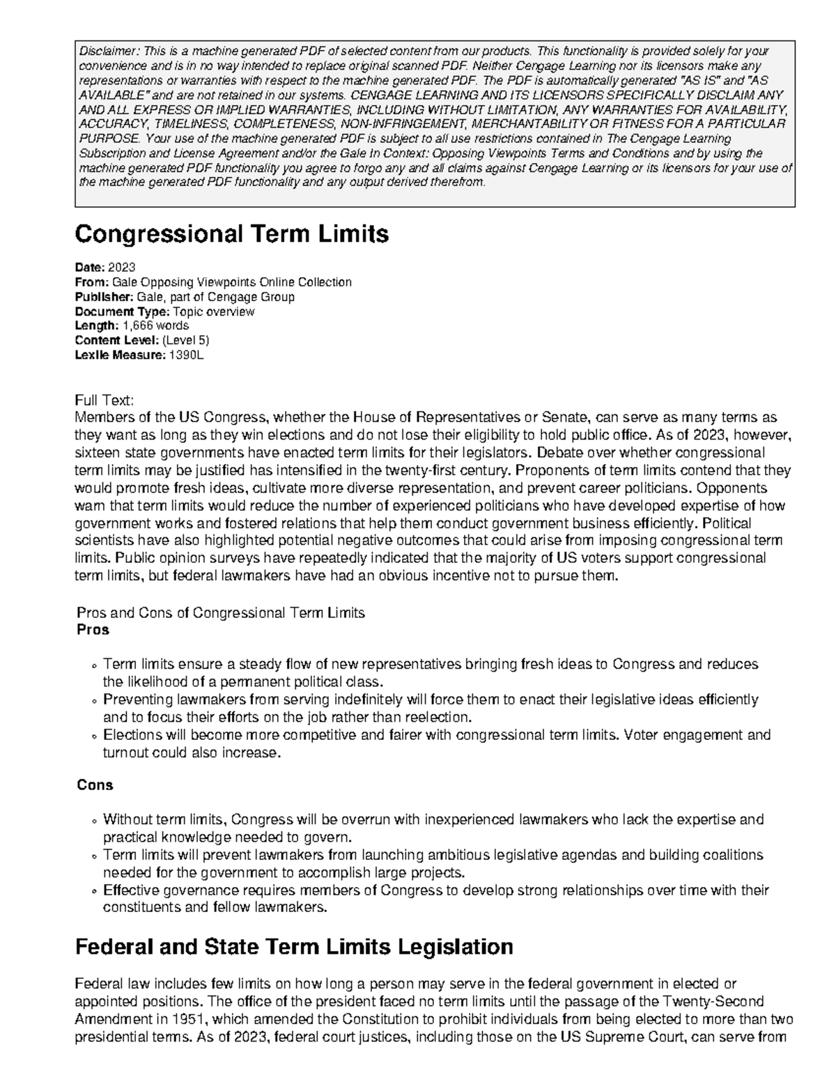 Congressional Term Limits: Pros, Cons & Implications (GOV 101) - Studocu