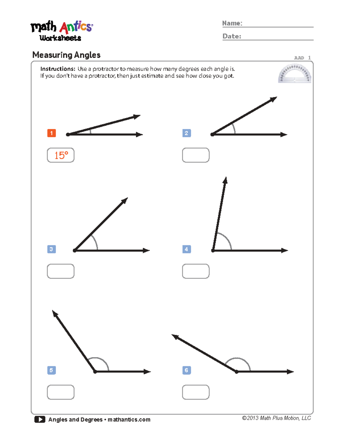 AAD Worksheets: Measuring, Comparing, and Finding Angles - Studocu
