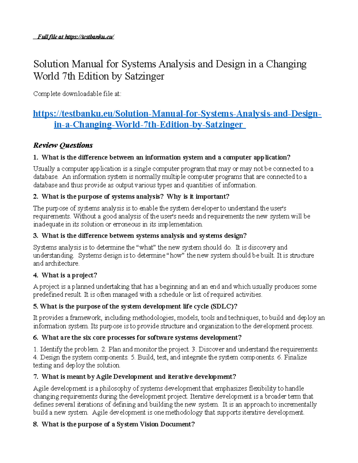 Solution Manual: Systems Analysis & Design in a Changing World (7th Ed ...