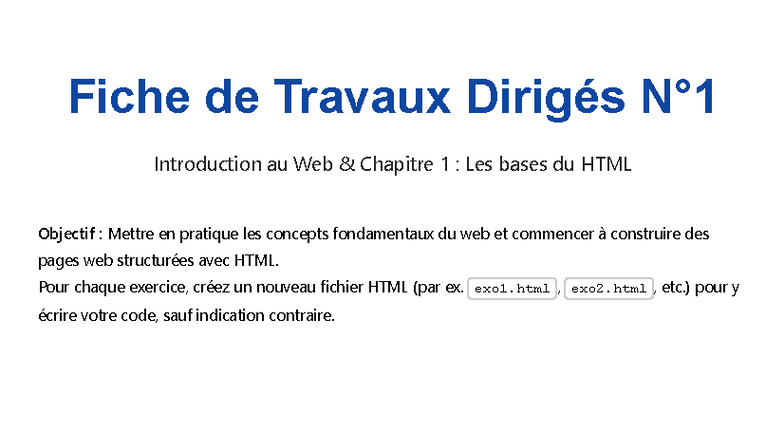 TD 1 - Introduction au Développement Web et Bases du HTML - Studocu