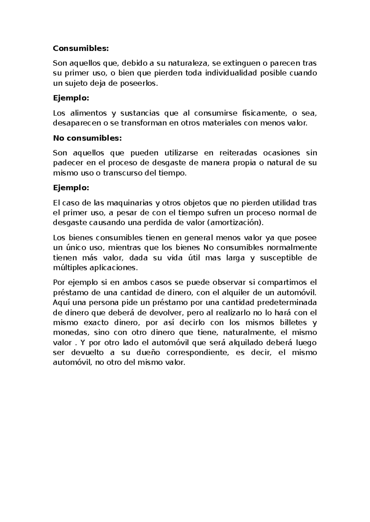 Clasificación de Bienes: Consumibles y No Consumibles - Studocu