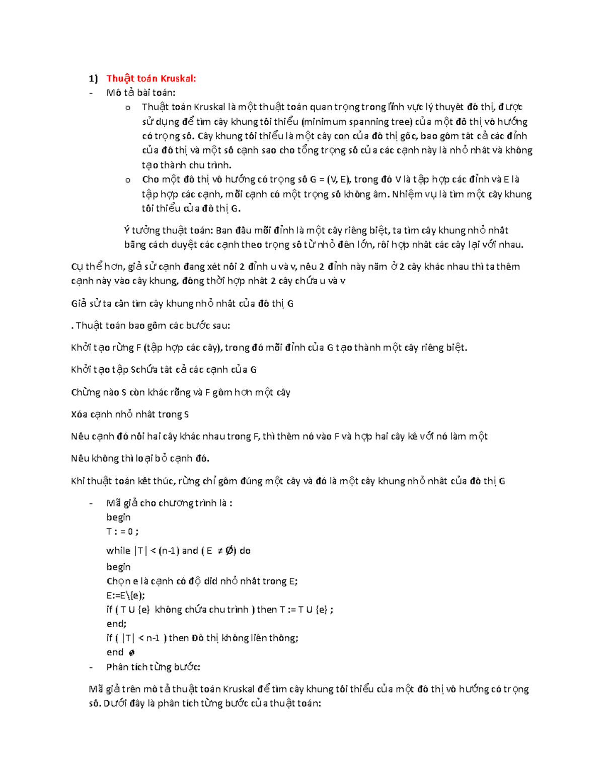 Kruskal Algorithm for Minimum Spanning Tree - CS101 Lecture Notes - Studocu