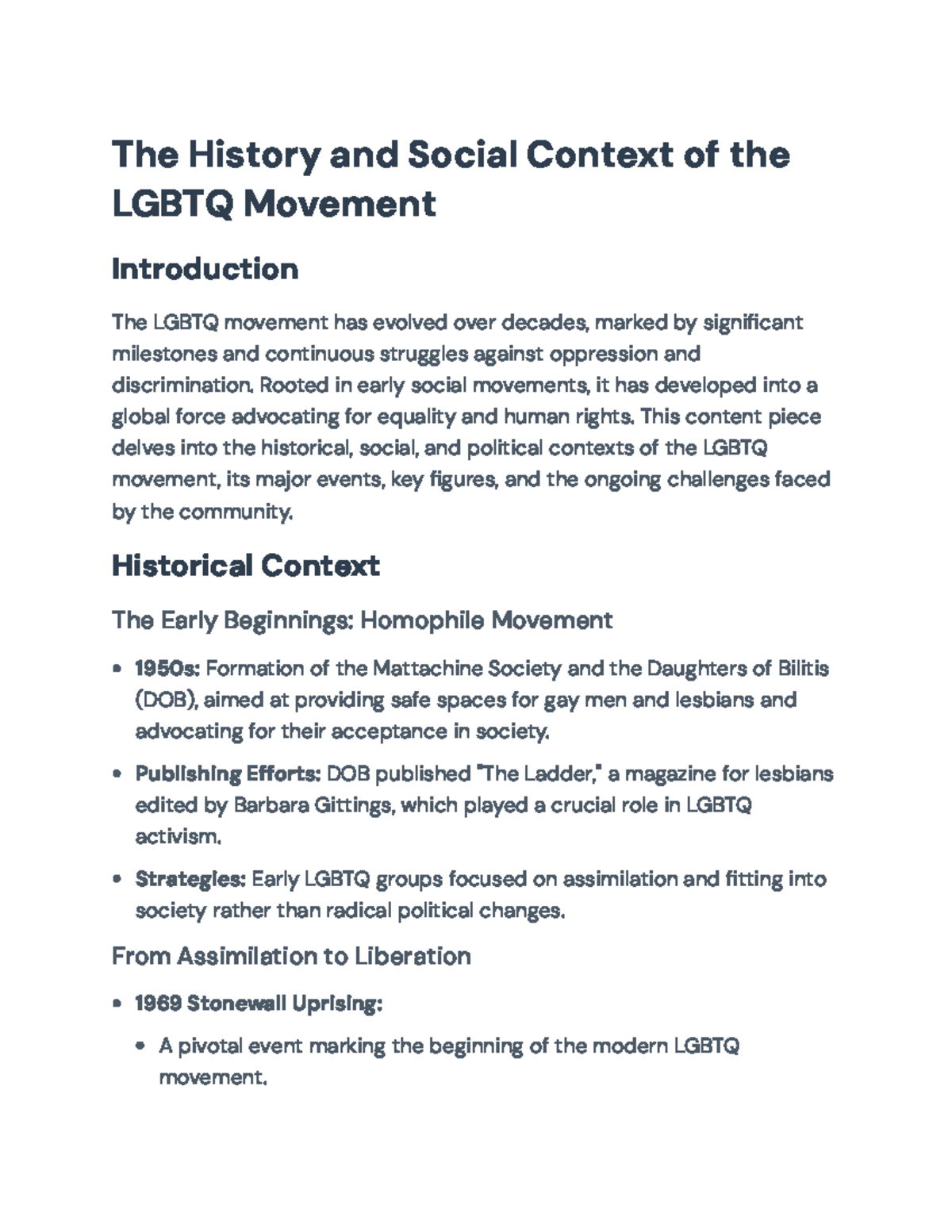 The Historical Evolution of the LGBTQ Movement and Social Advocacy ...
