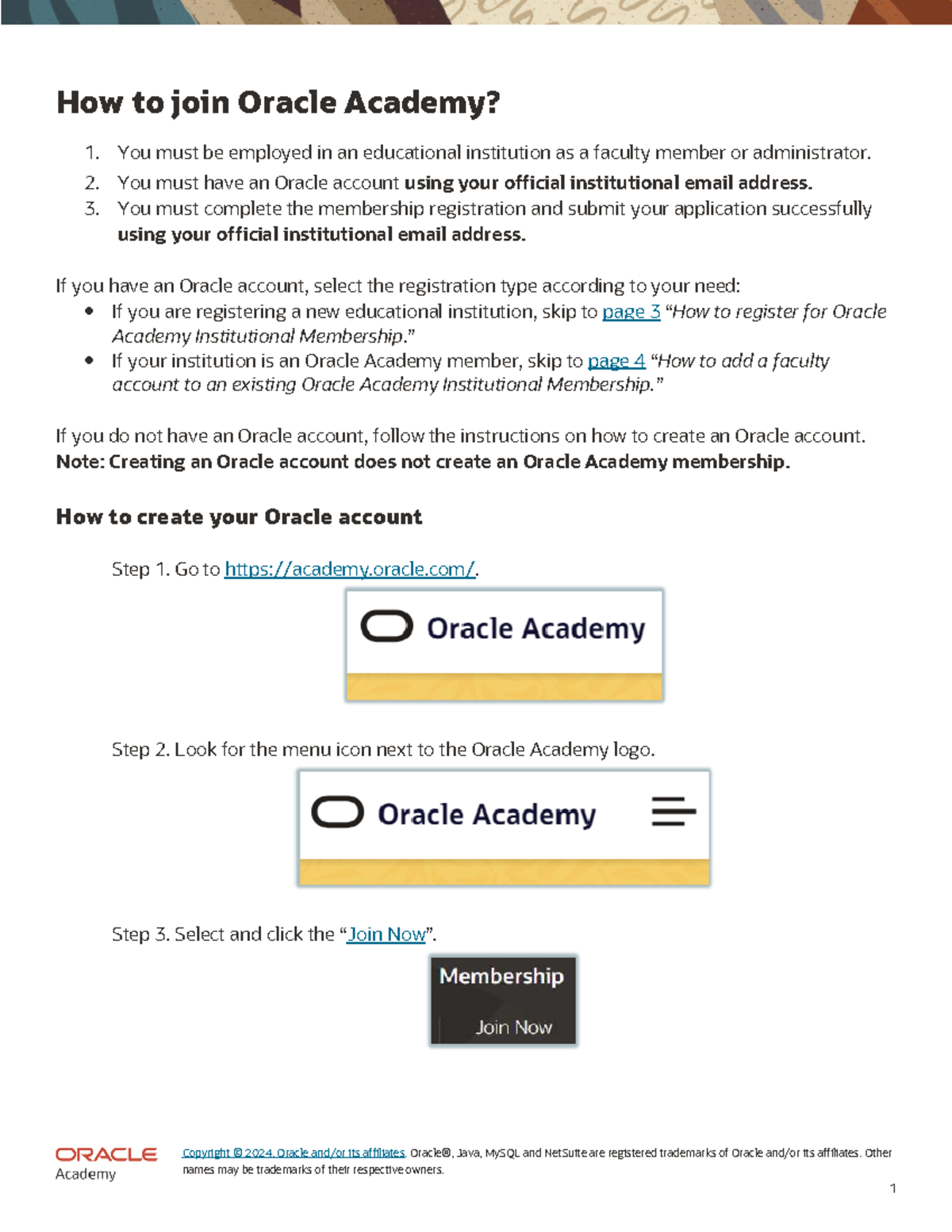 Oracle Academy Member Registration Guide: Step-by-Step Instructions ...